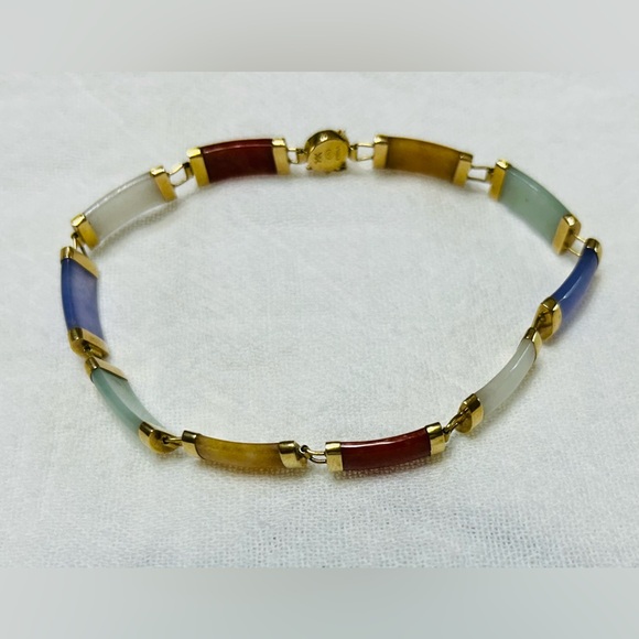 QVC | Jewelry | Vintage Colors Of Jade 4k Gold Bracelet 8 Length New ...
